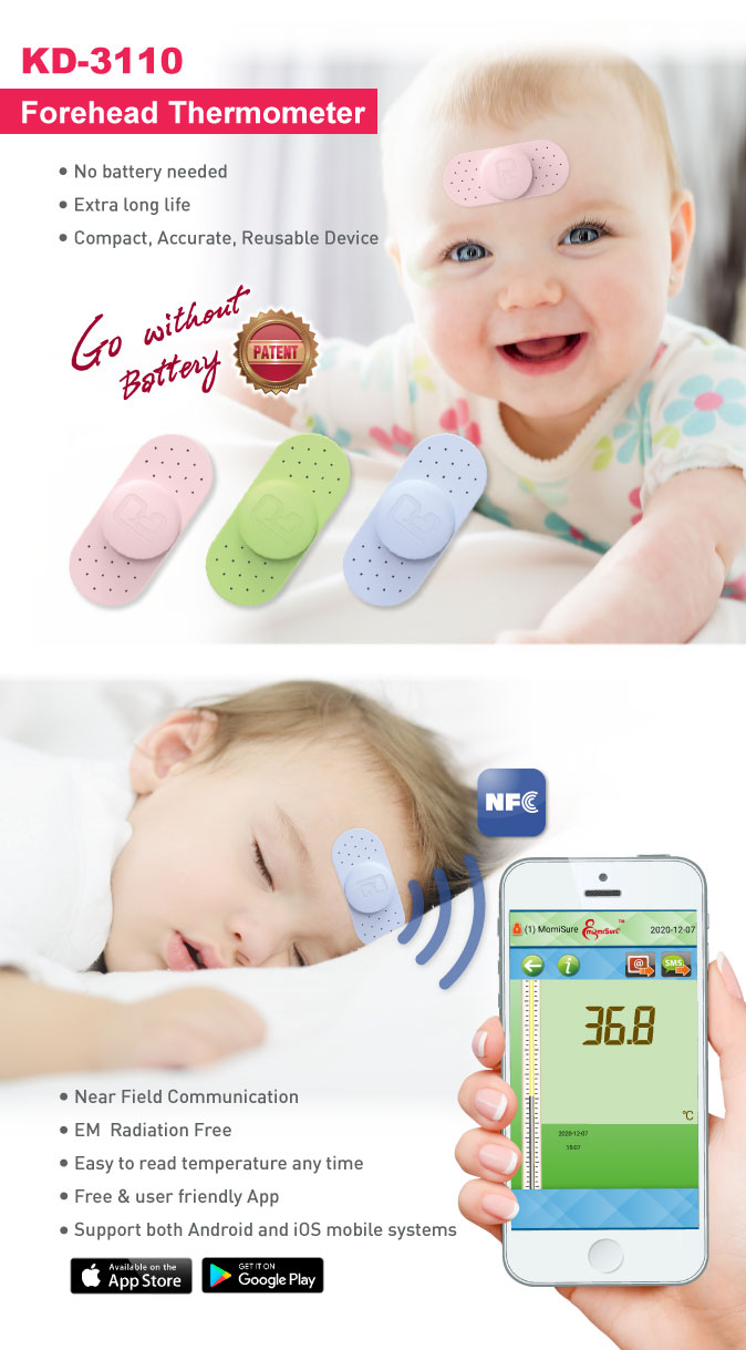 KD-3110 Smart Forehead Temperature Teller - Sticker Type - POLYGREEN